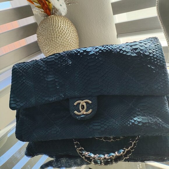 CHANEL | Bags | Blue Chanel Snakeskin Bag | Poshmark
